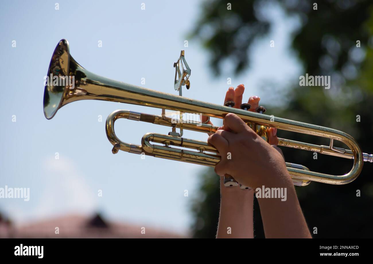 Brass instrument trumpet player hi-res stock photography and images - Alamy