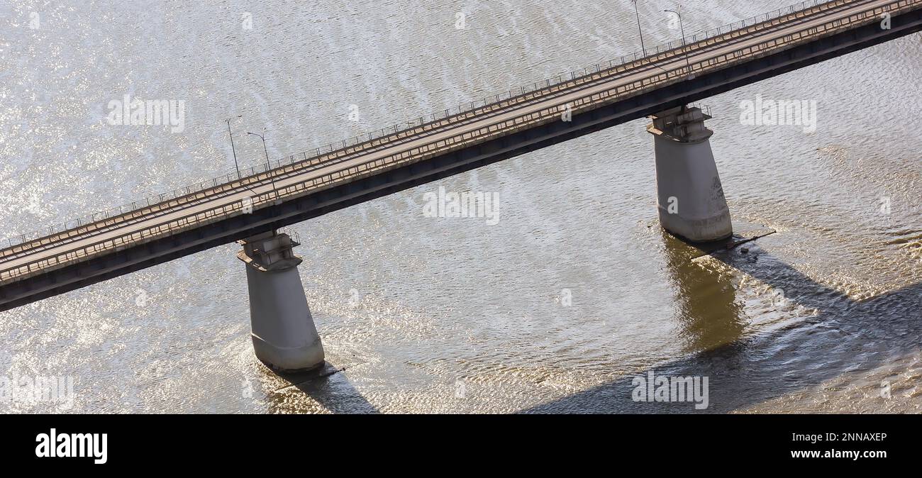 road bridge over the river top view water sky Stock Photo - Alamy
