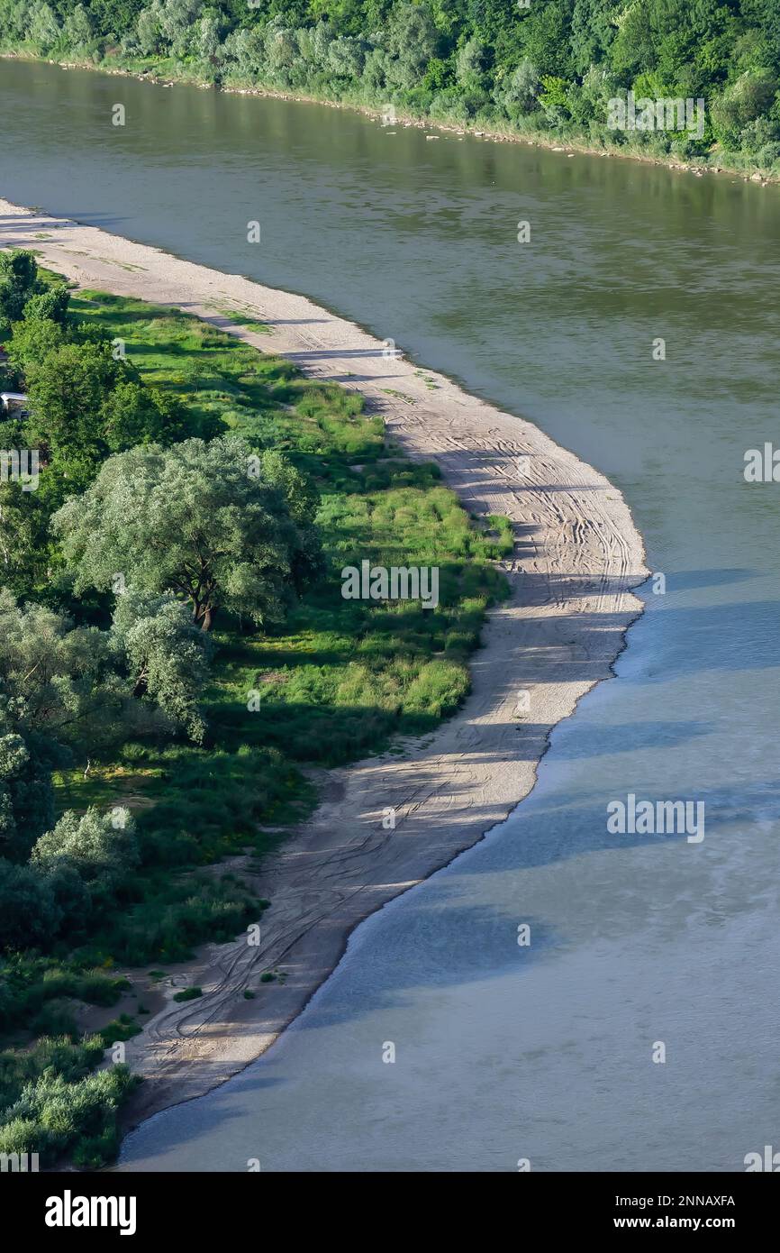 River bank with trees top view. Sandy beach near the water Stock Photo ...