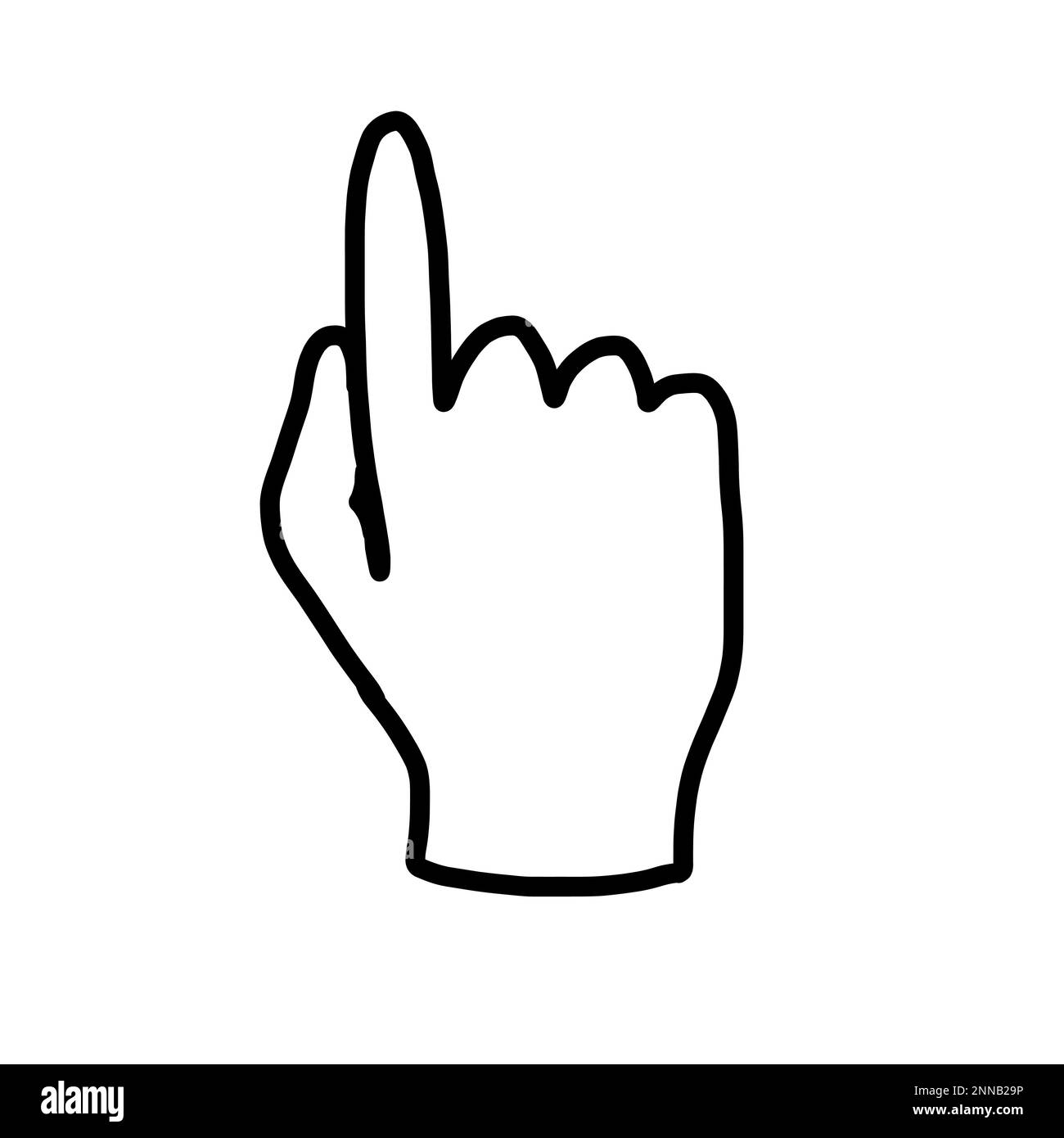 Hand with first finger in outline doodle style. Vector illustration ...