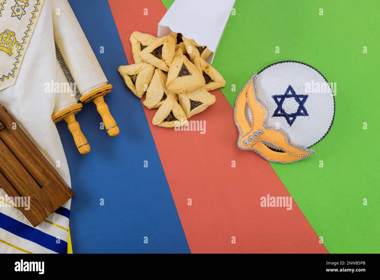 Joyous Jewish holiday celebrated traditionally with hamantaschens ...