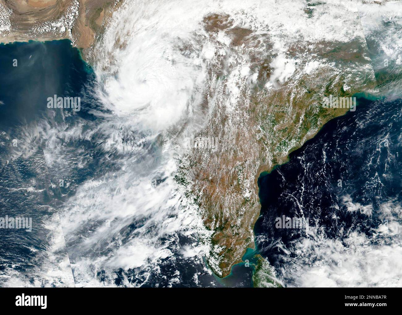 This May, 18, 2021 satellite image released NASA shows Cyclone Tauktae ...