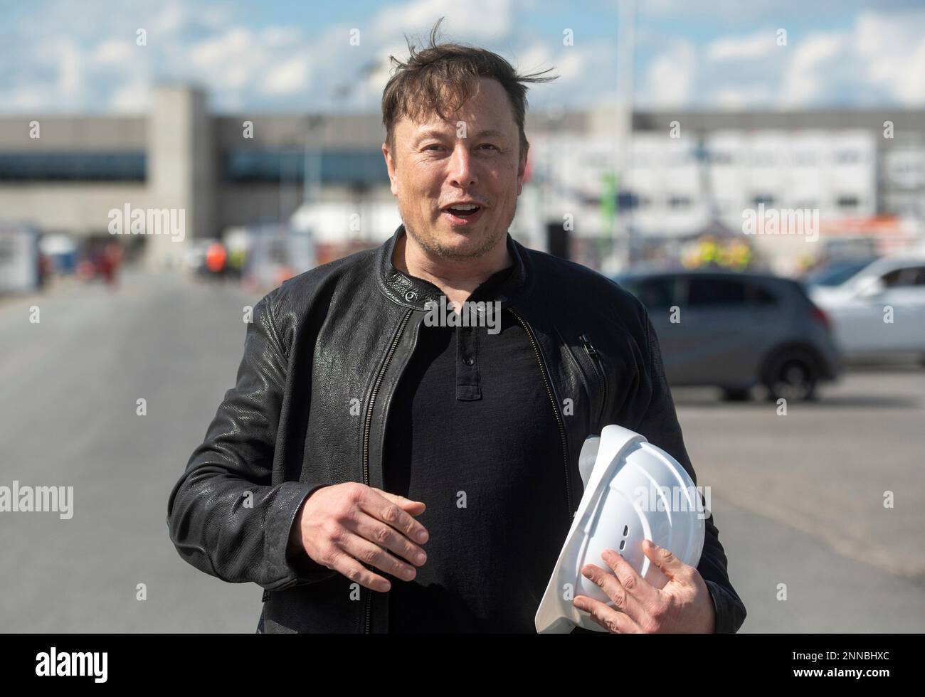 Elon Musk, Tesla CEO, stands on the construction site of the Tesla ...