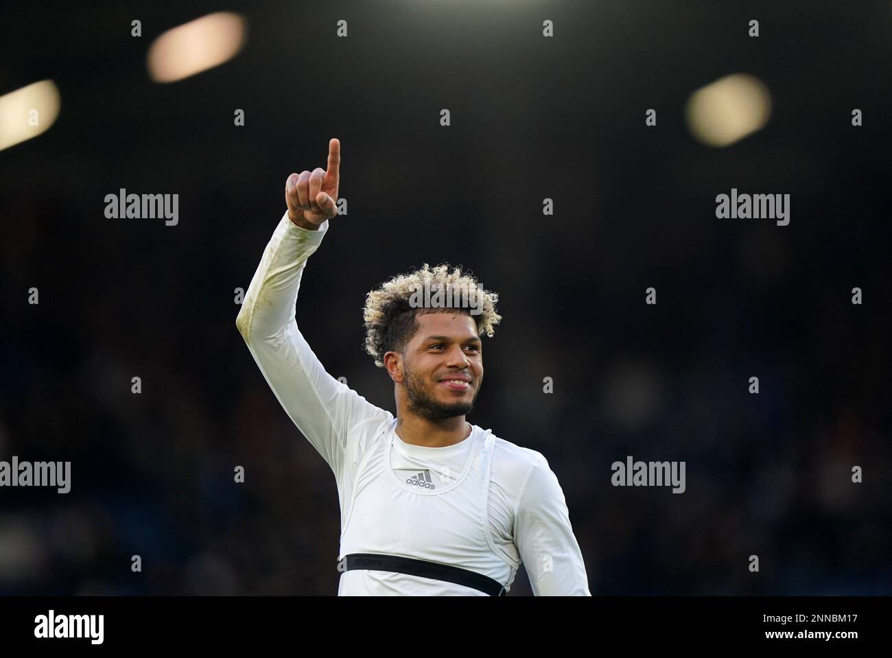 Leeds United's Georginio Rutter celebrates the win after the Premier ...