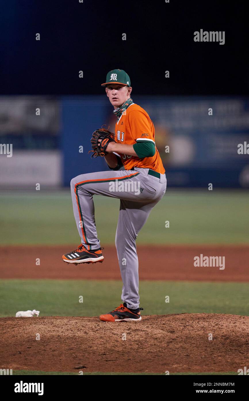 Miami Hurricanes pitcher Jake Smith (55) during an NCAA game against ...