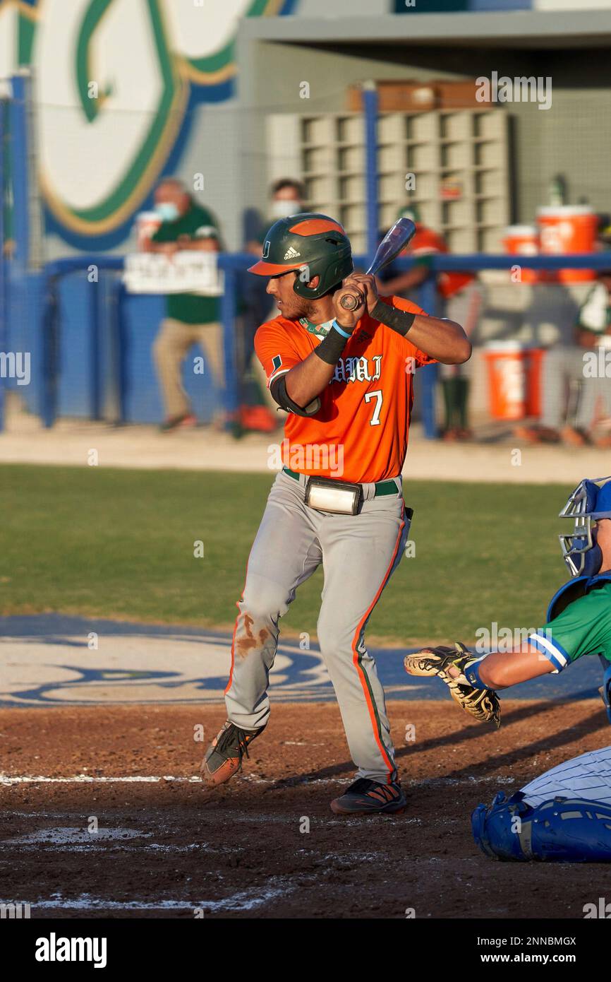 Miami Hurricanes Anthony Vilar (7) bats during an NCAA game against the ...