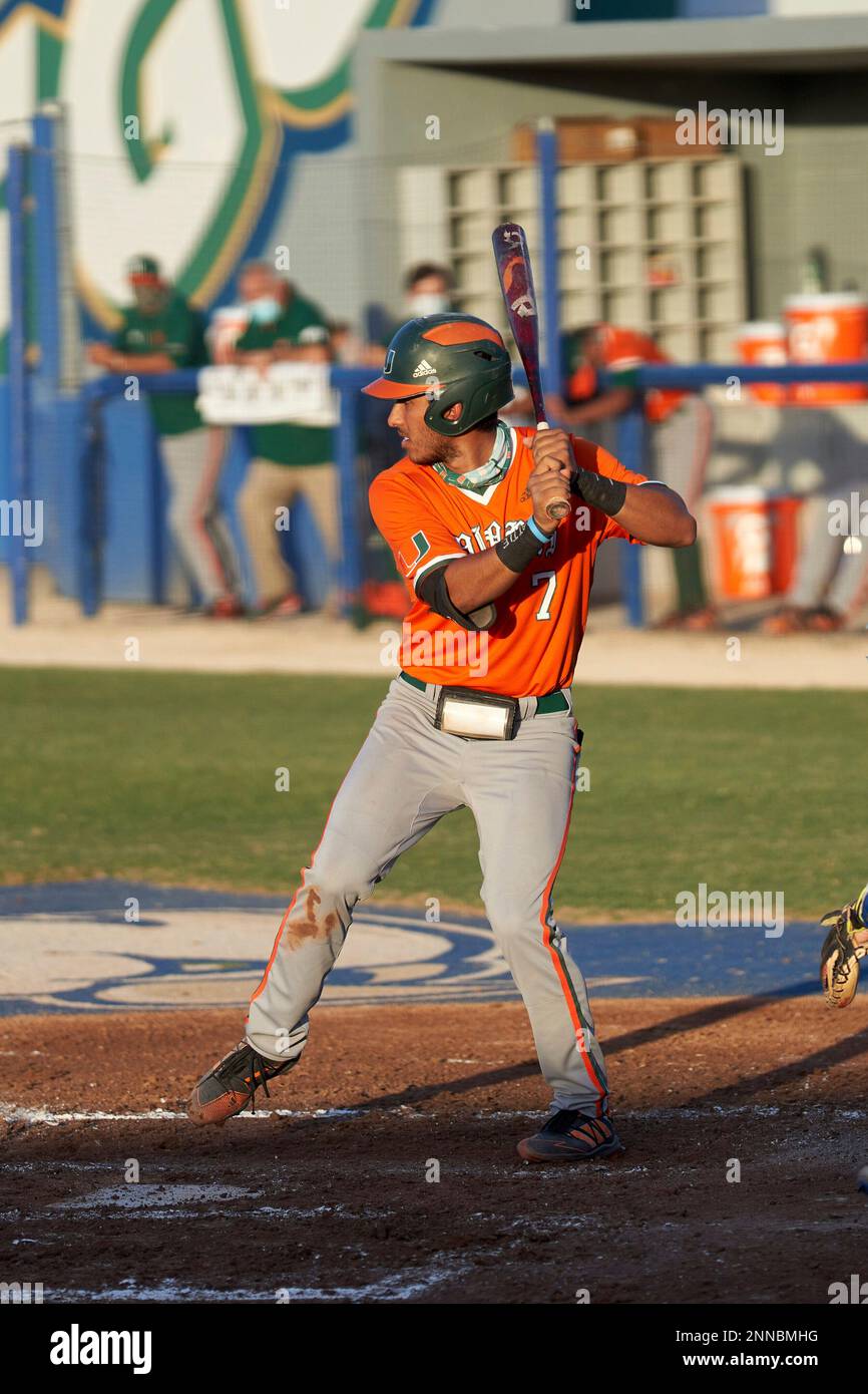 Miami Hurricanes Anthony Vilar (7) bats during an NCAA game against the ...