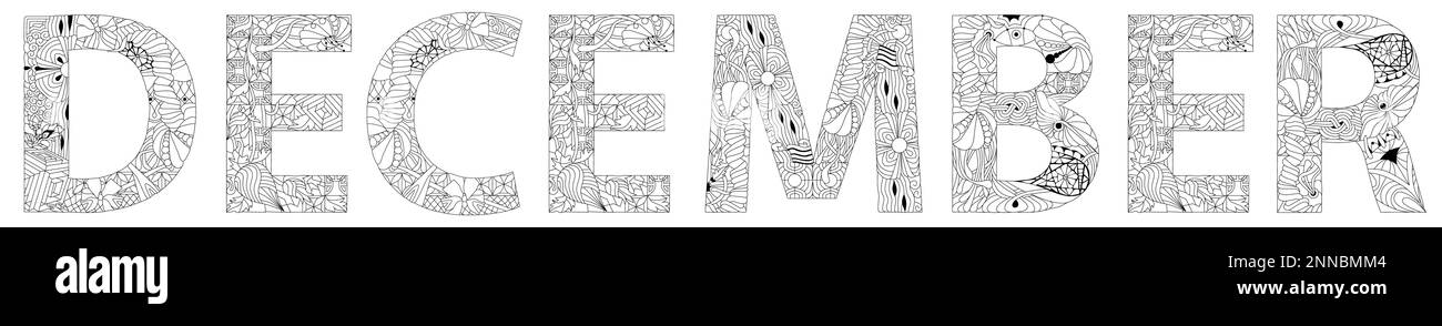 Hand-painted art design for coloring. Hand drawn illustration word ...