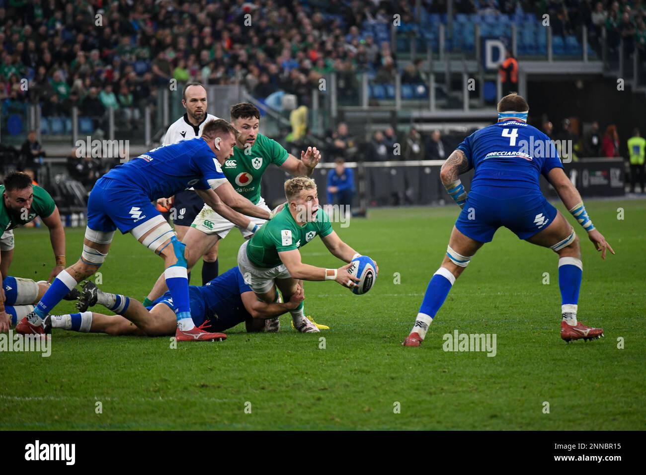 Rome, Italy 25th Feb, 2023. Craig Casey (9) of Ireland in action during ...