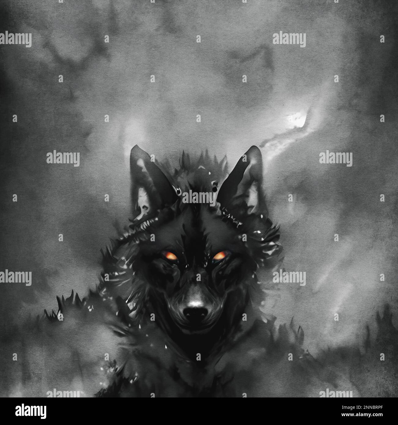 Black Wolf With Red Eyes With Wings