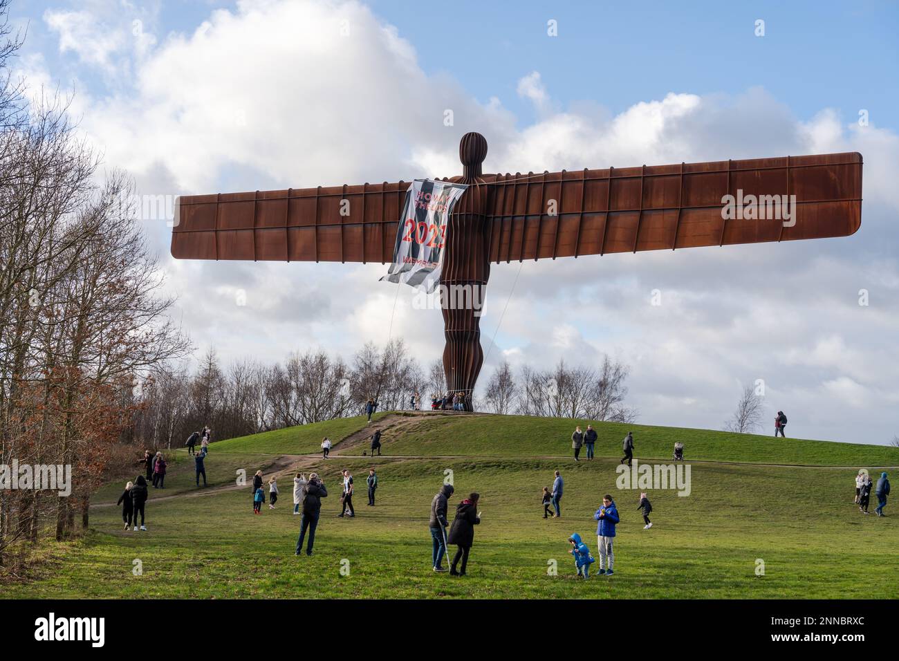Gateshead, UK. February 25th, 2023. Landmark sculpture, Antony Gormley ...