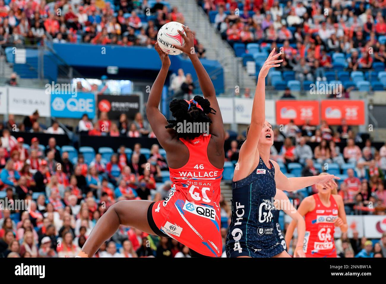 SYDNEY, AUSTRALIA - MAY 16: Sam Wallace of the NSW Swifts catches the ...