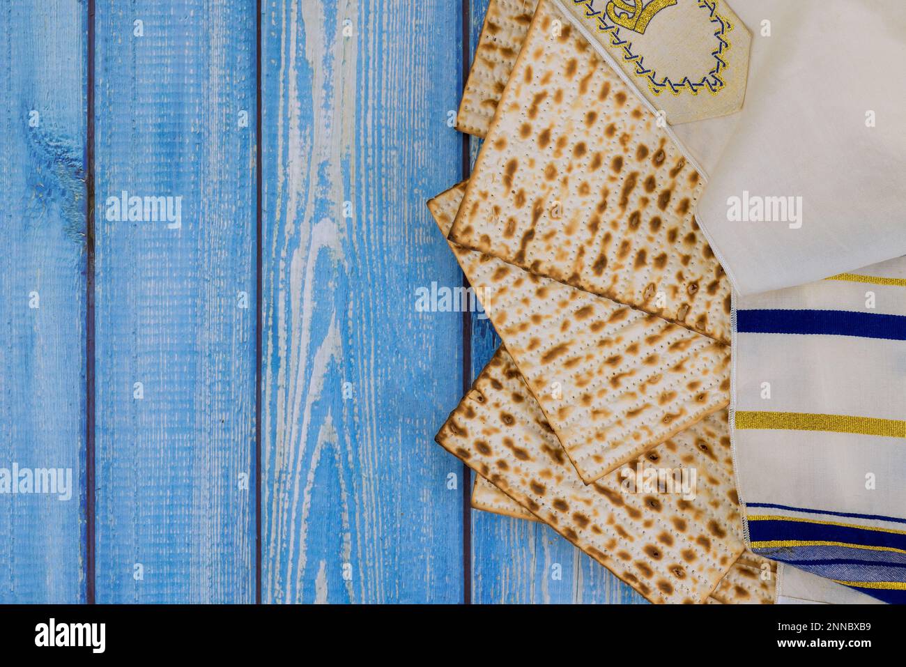 Traditional Jewish holiday Passover food is unleavened matzah bread ...