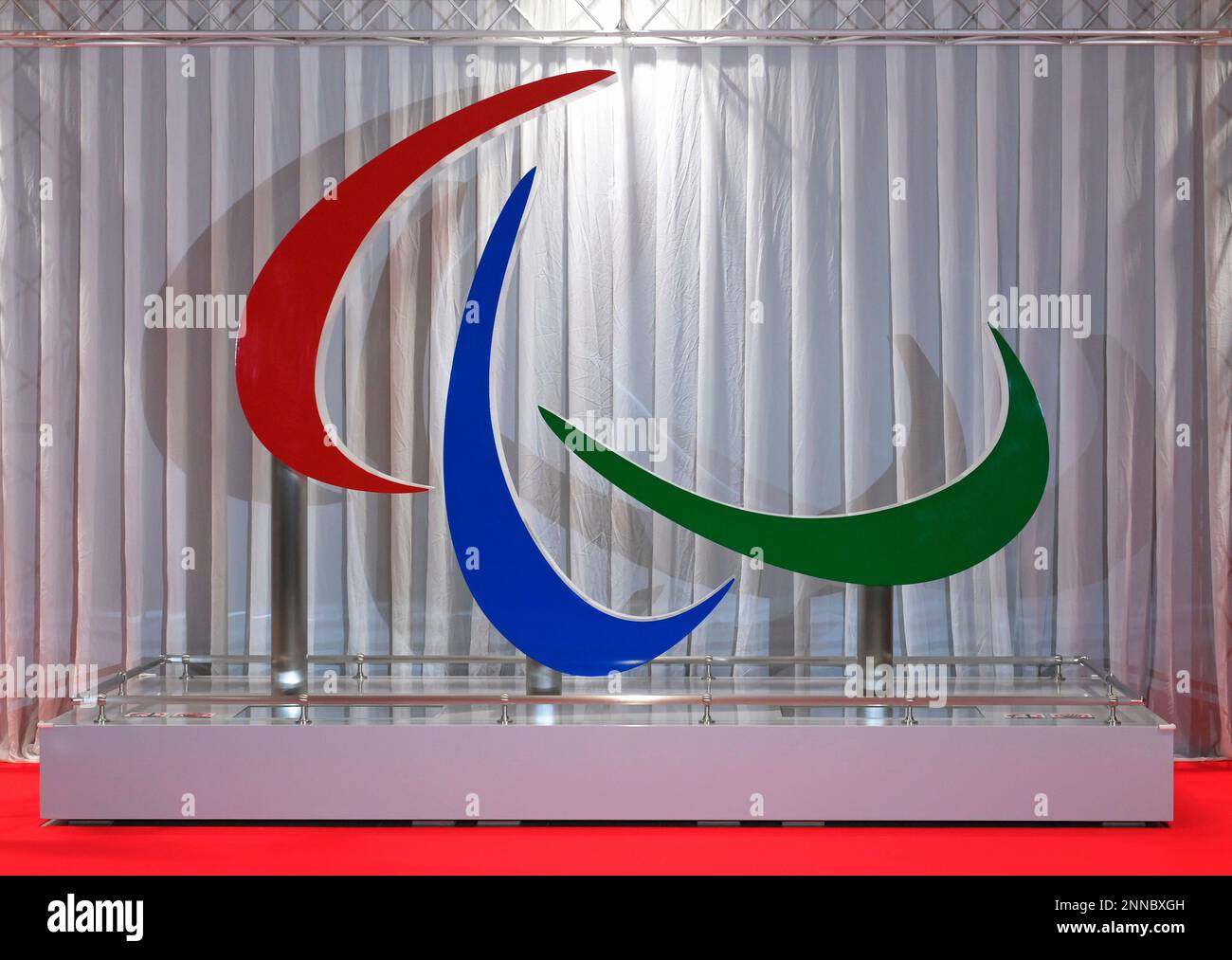 The Paralympic symbol, three "agitos" (Latin for "I move") is shown to ...