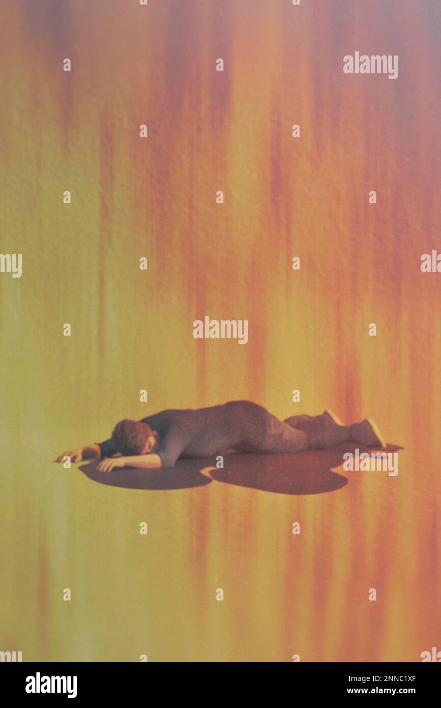 3D illustration of a man laying in a pool of blood Stock Photo - Alamy