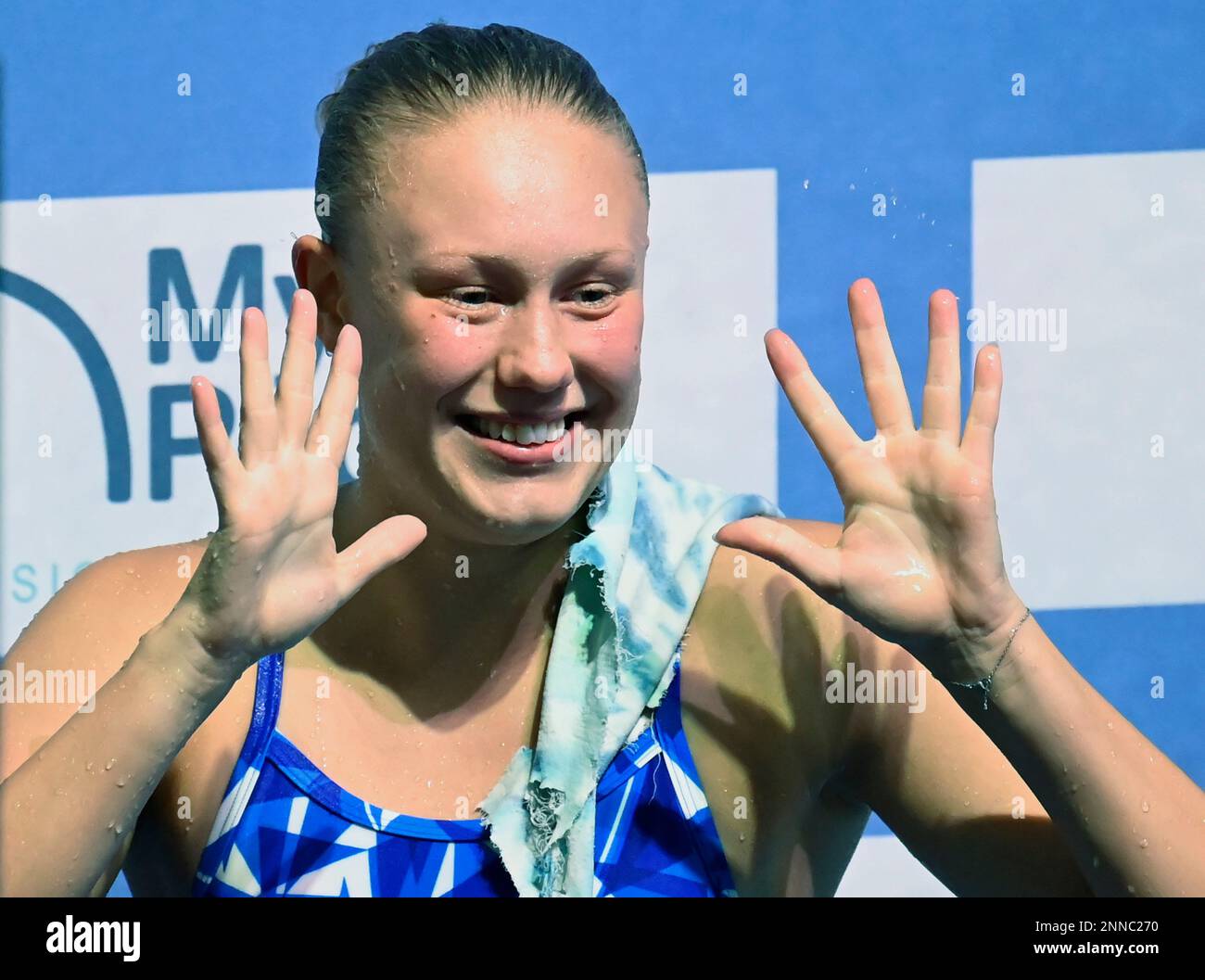 Emma G. Gullstrand of Sweden celebrates after she won the gold in women ...