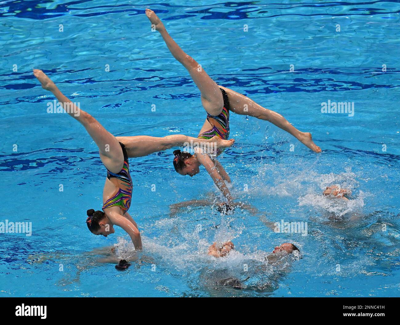 Members of the Ukrainian team perform in the highlights routine final ...