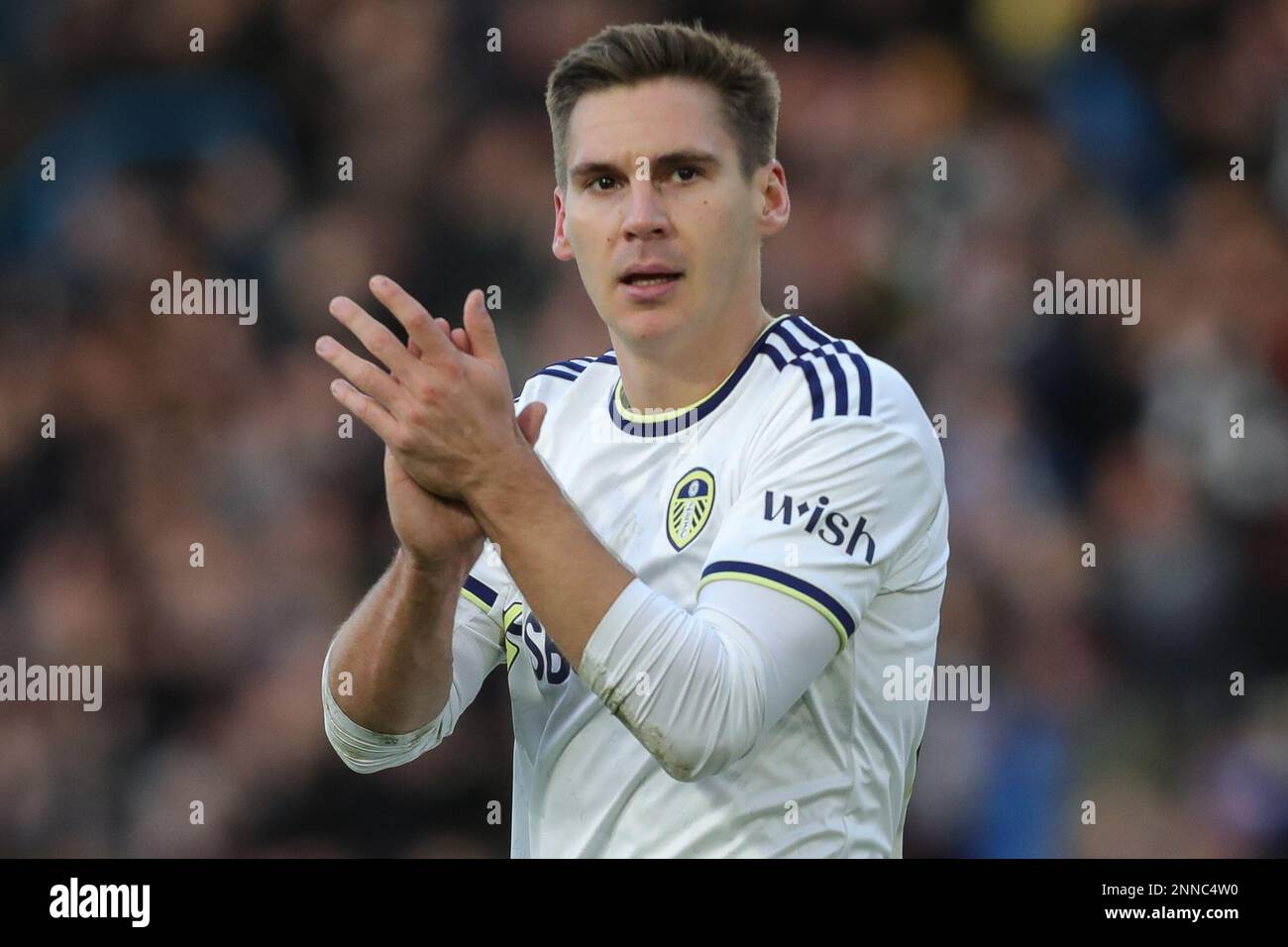Max Wöber #39 of Leeds United claps his hands and applauds the ...