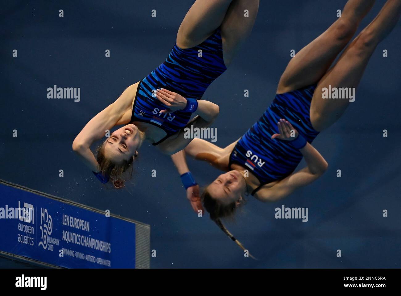 Ekaterina Believa and Iuliia Timoshinina of Russia in action in women's synchronised 10m ...