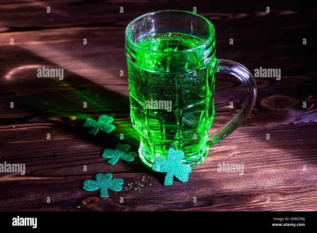 Alcohol festival on St. Patrick's Day. Clover leaves, shamrock for good ...