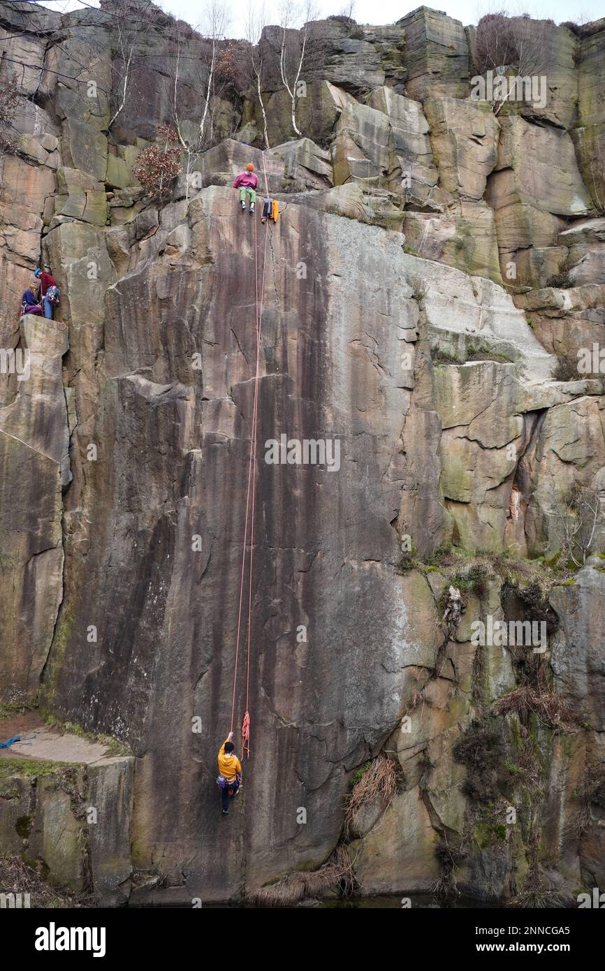 Rock face for climbers in Derbyshire Stock Photo - Alamy
