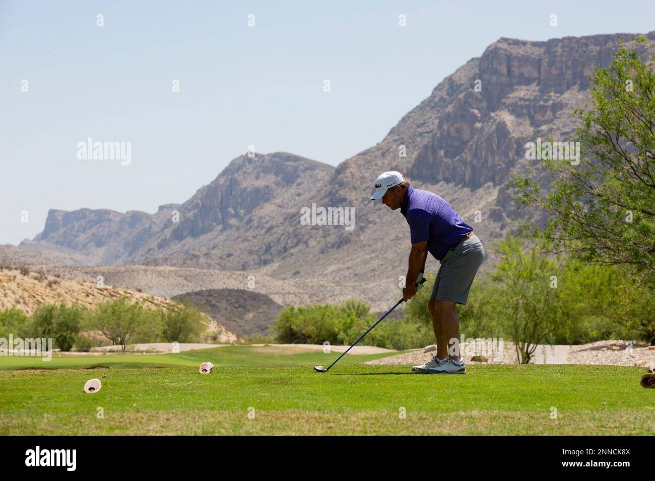 D.J. Ponville prepares to tees off on hole 2 of Black Jack's Crossing ...