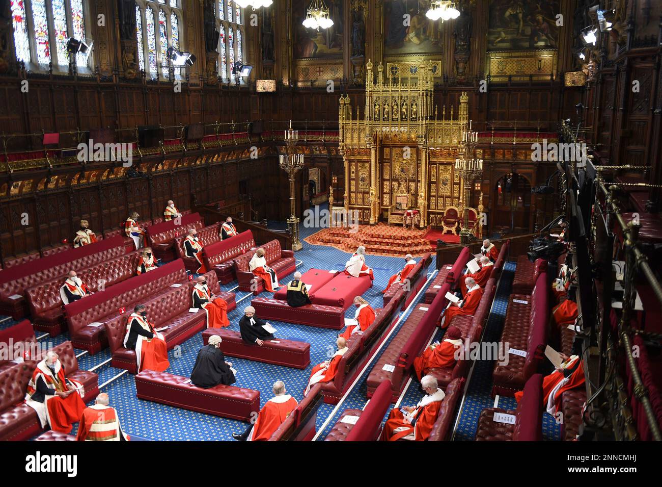 The House of Lords chamber before Britain's Queen Elizabeth II is to ...