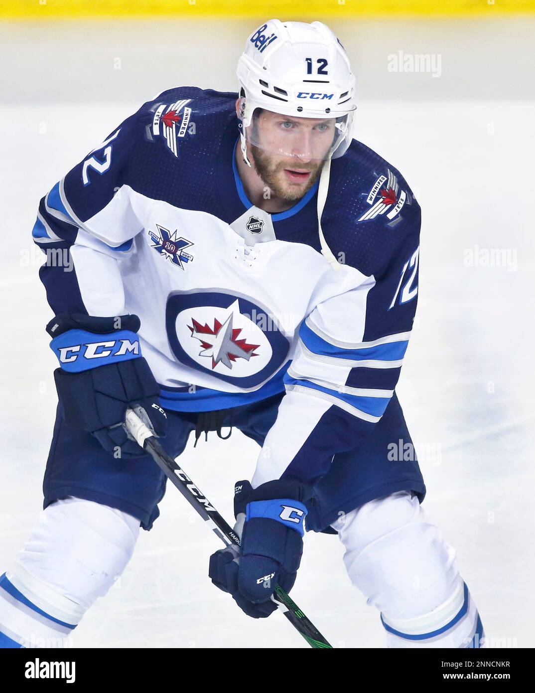 NHL profile photo on Winnipeg Jets player Jansen Harkins at a game ...