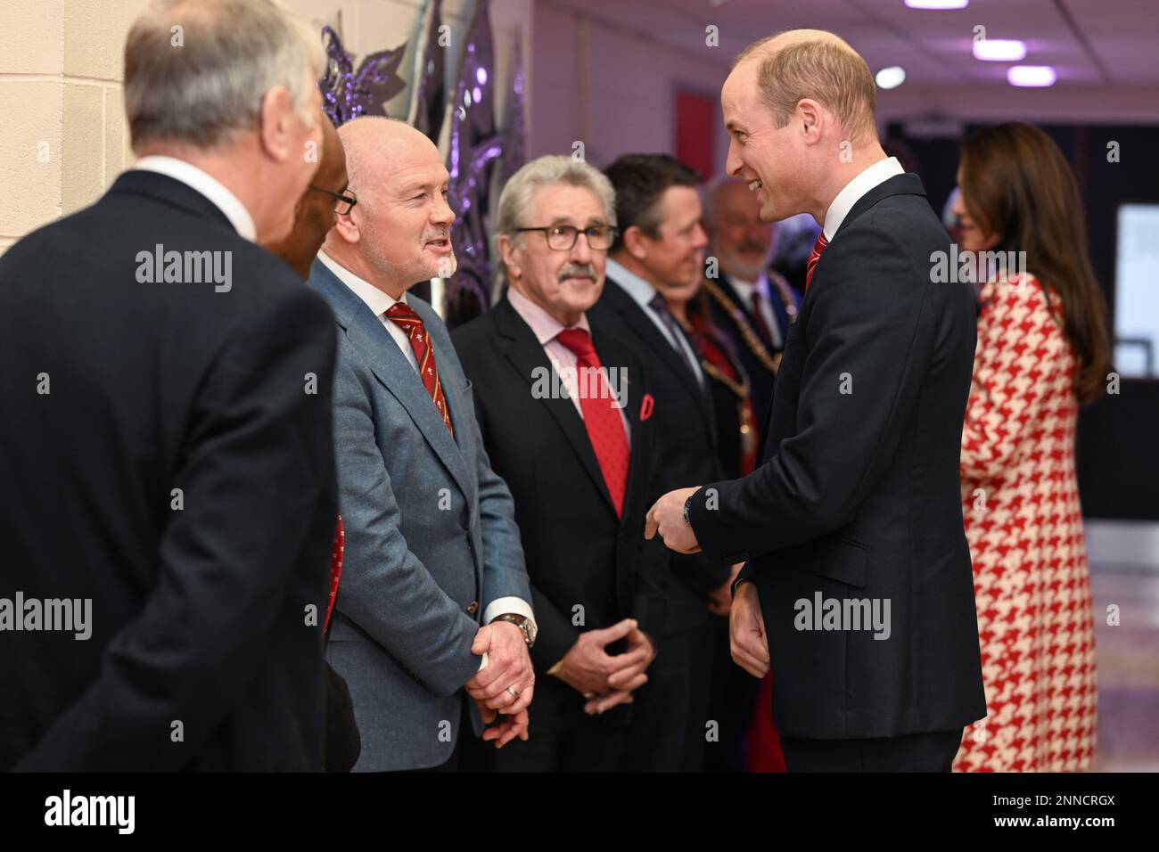 The Prince of Wales speaking to Ieuan Evans as he arrives to attend the ...