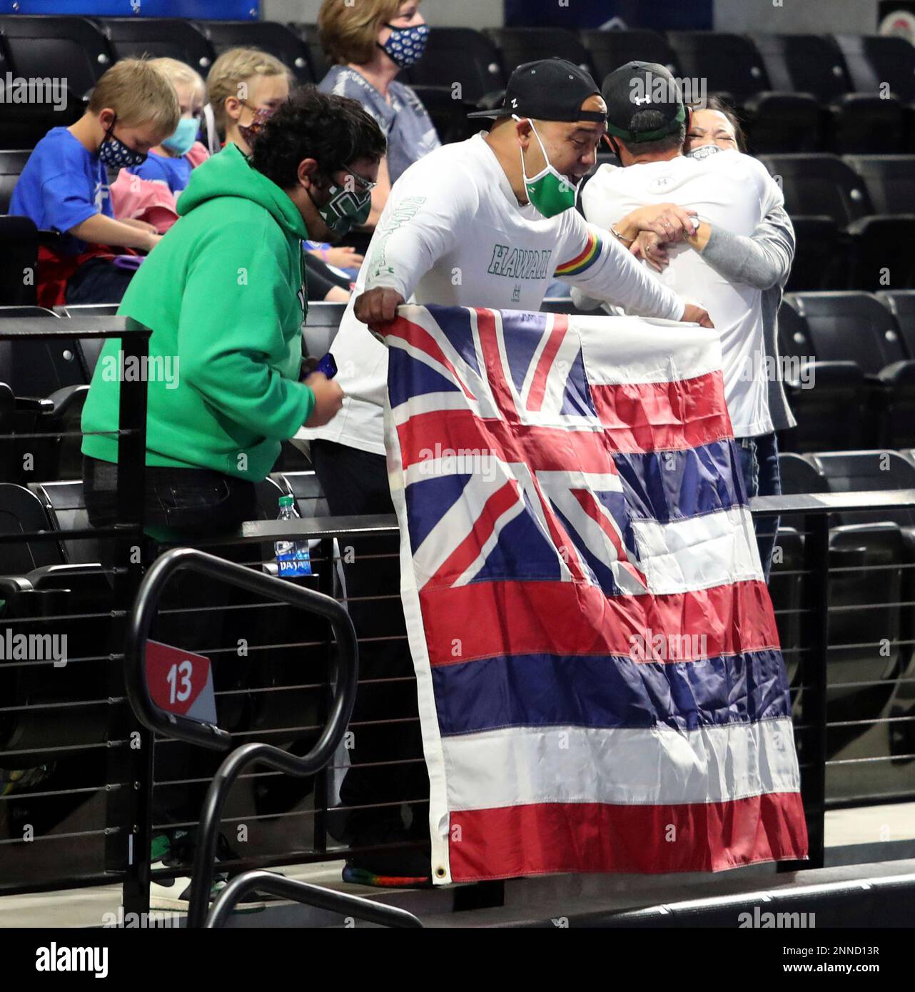 May 8, 2021 - Hawaii fans celebrate during a game between the BYU ...