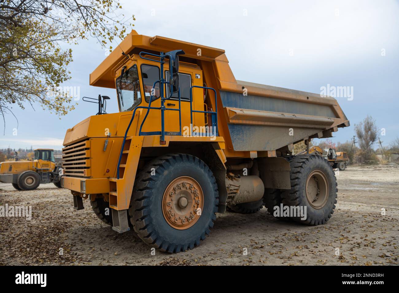 Large mining dump truck. Transport industry. Extraction of stone in an ...