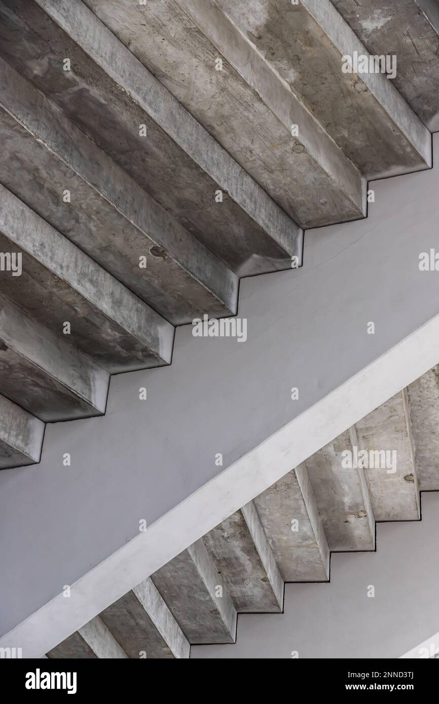 Grey concrete staircase in modern contemporary minimalistic interior ...