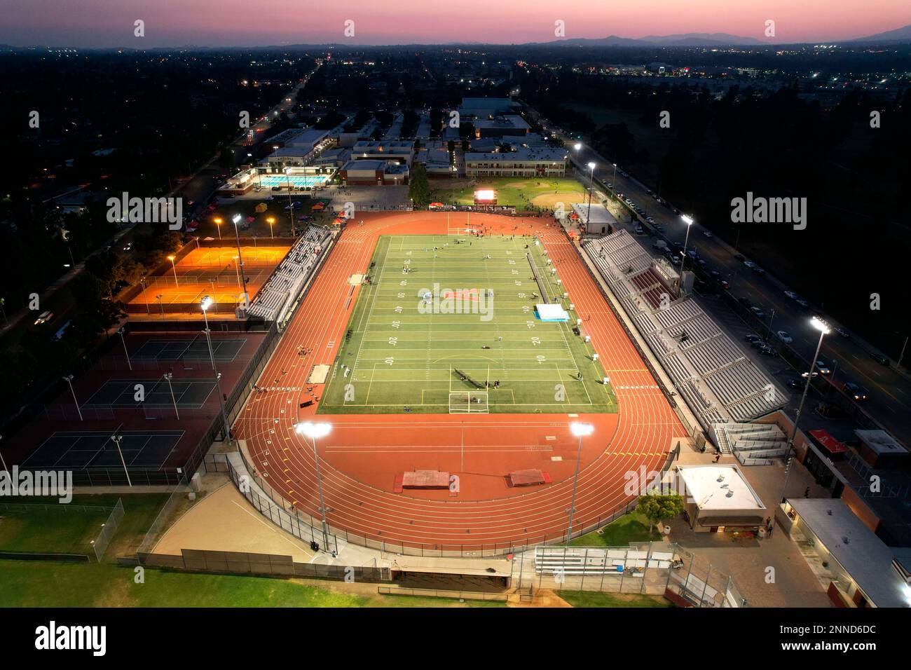 General overall aerial view of Salter Stadium at Arcadia High School ...
