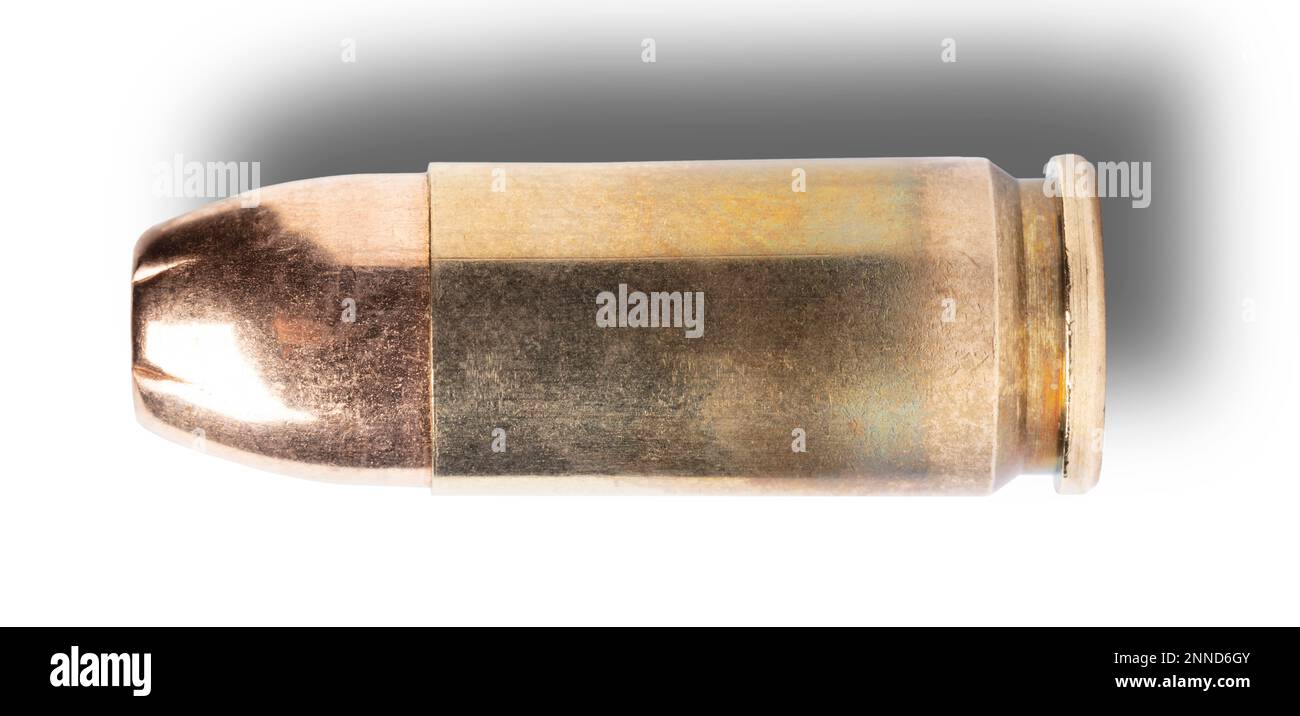 9 mm cartridge and hollow point bullet with drop shadow Stock Photo - Alamy