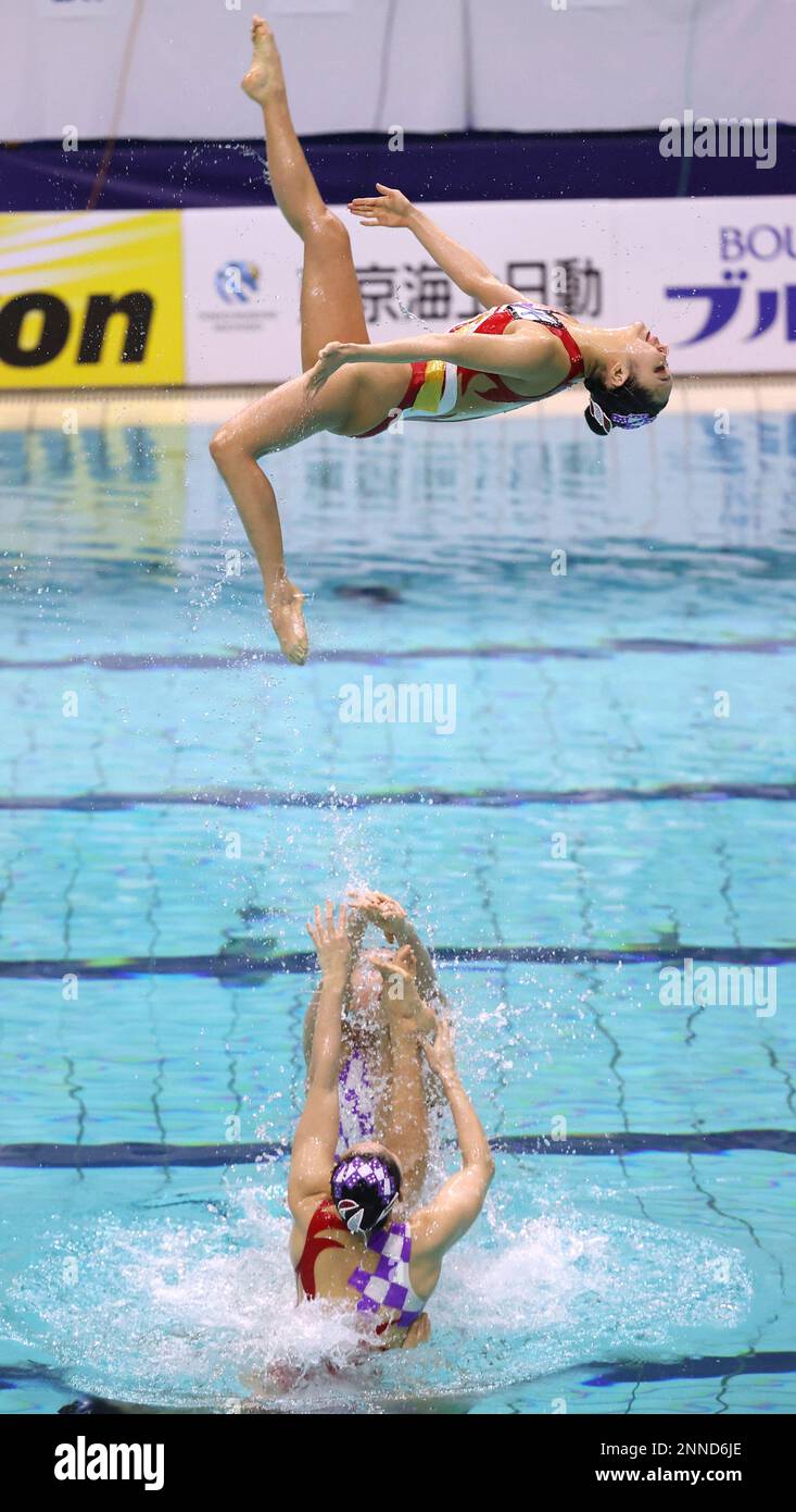 Japanese artistic swimming national team performs free routine, FR, of ...