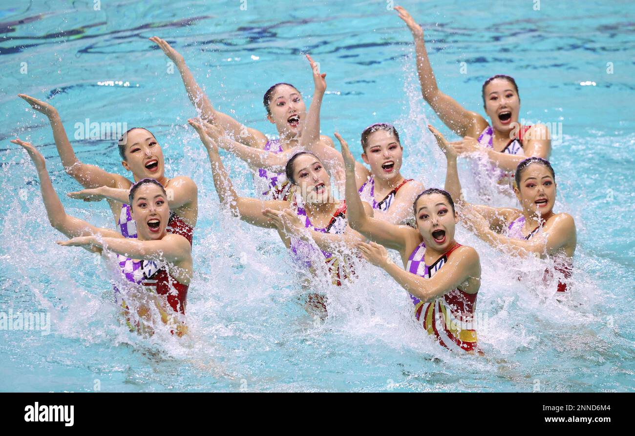 Japanese artistic swimming national team performs free routine, FR, of ...