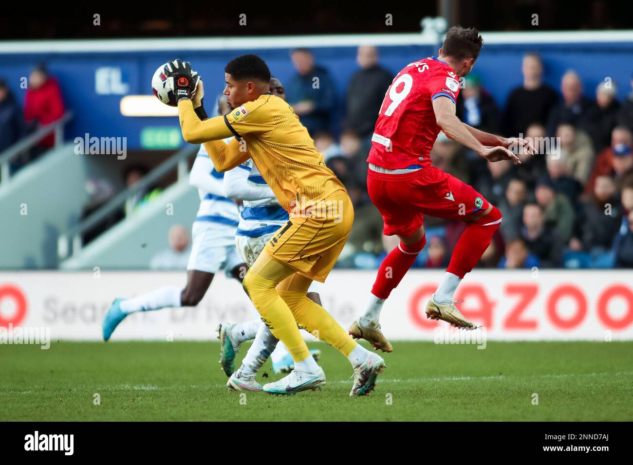 Queens Park Rangers goalkeeper Seny Dieng saves a shot from Blackburn ...