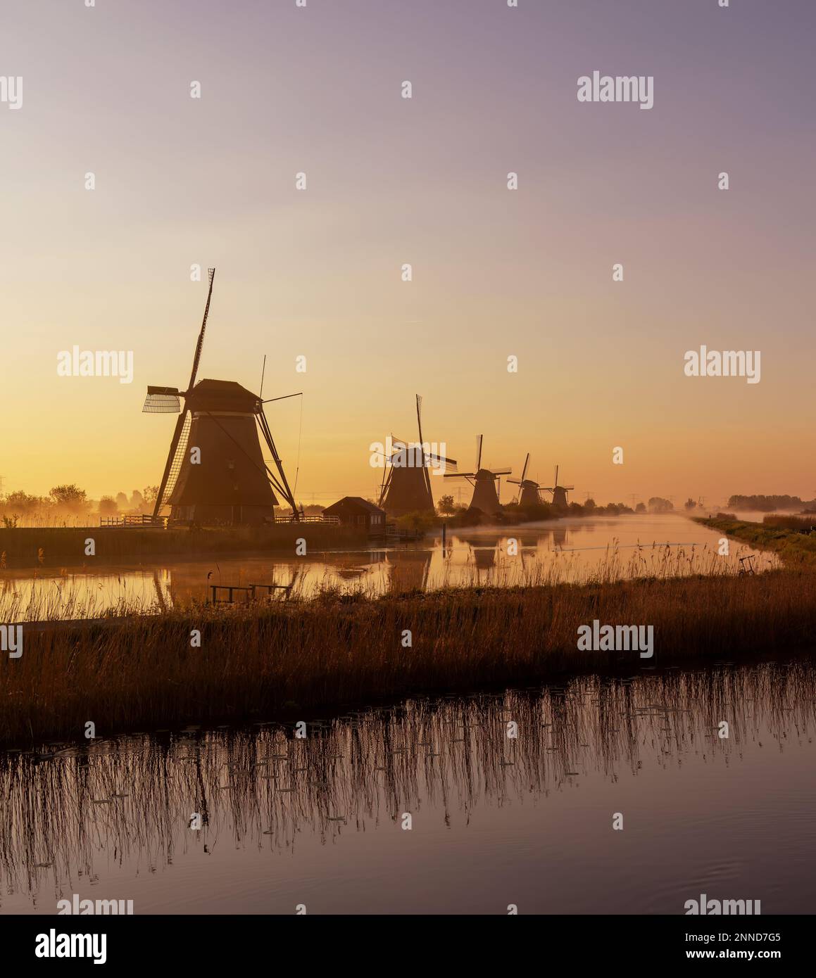 Traditional Dutch windmills in Kinderdijk - Unesco site, The ...