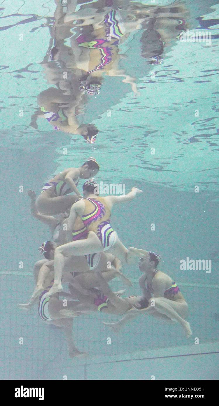 An underwater photo shows Japanese artistic swimming national team ...