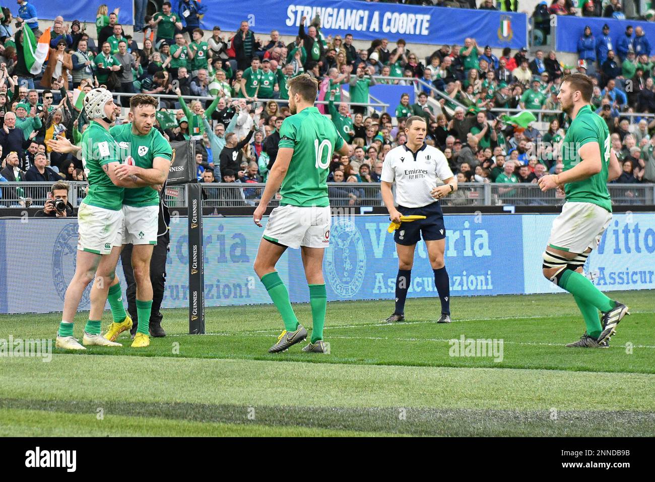 Mack Hansen of Ireland scoring a try during Six Nation Rugby Match ...