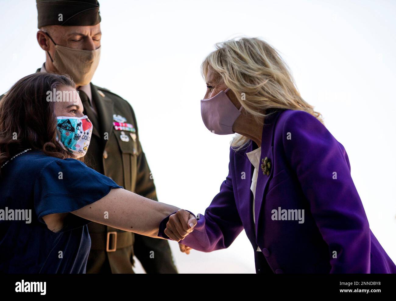 First lady Jill Biden greets Erin Nash, military spouse of Command Sgt ...