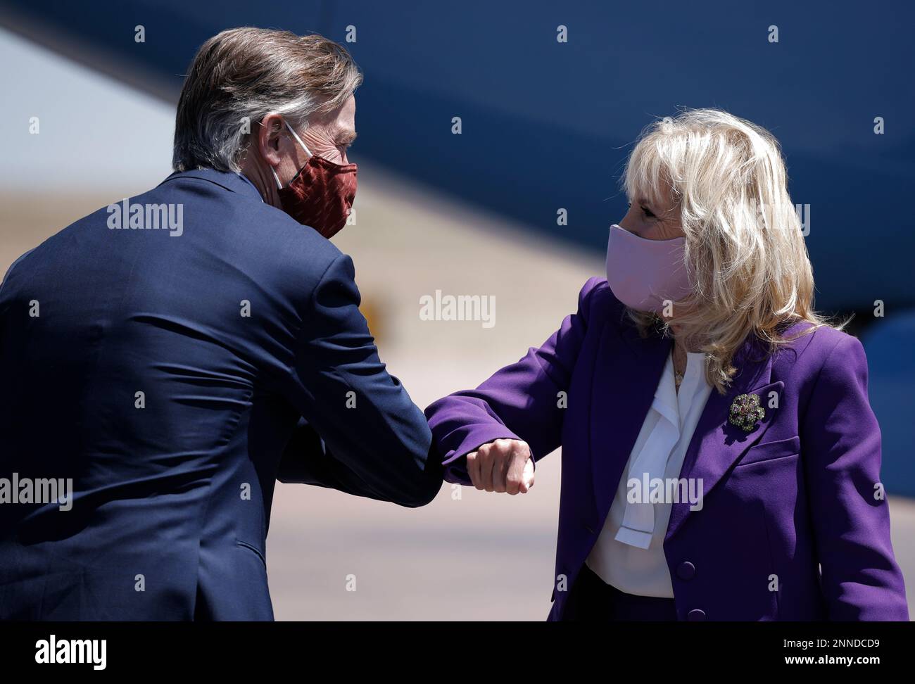 Sen. John Hickenlooper, D-Colo., greets first lady Jill Biden as she ...