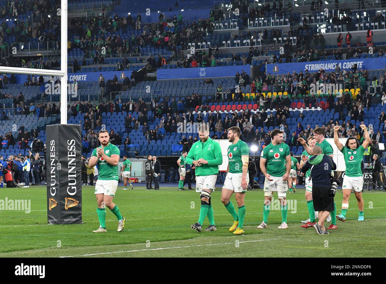 The team of Ireland acknowledge their supports after the full time ...