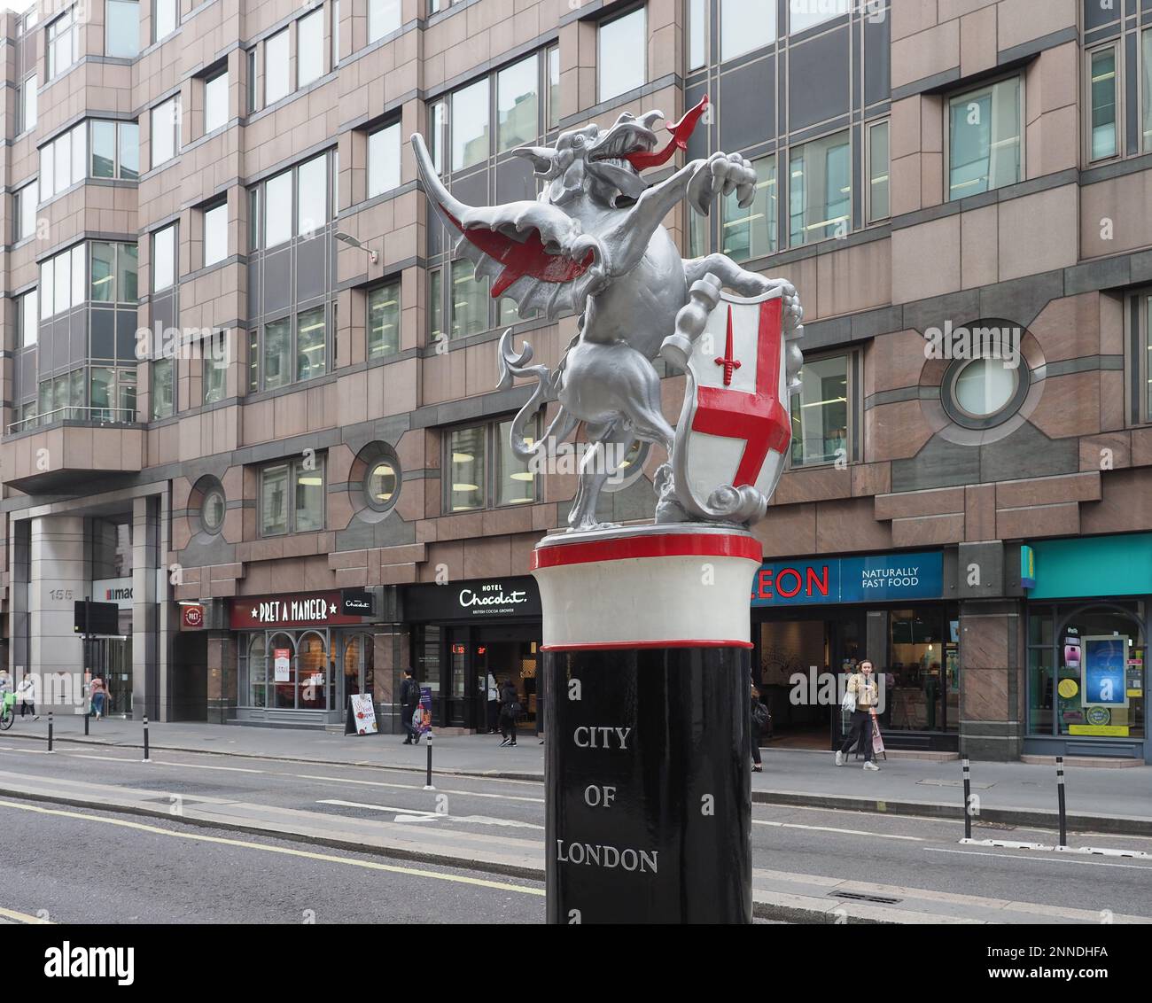 LONDON, UK - CIRCA OCTOBER 2022: Statue of Dragon marking the boundary ...