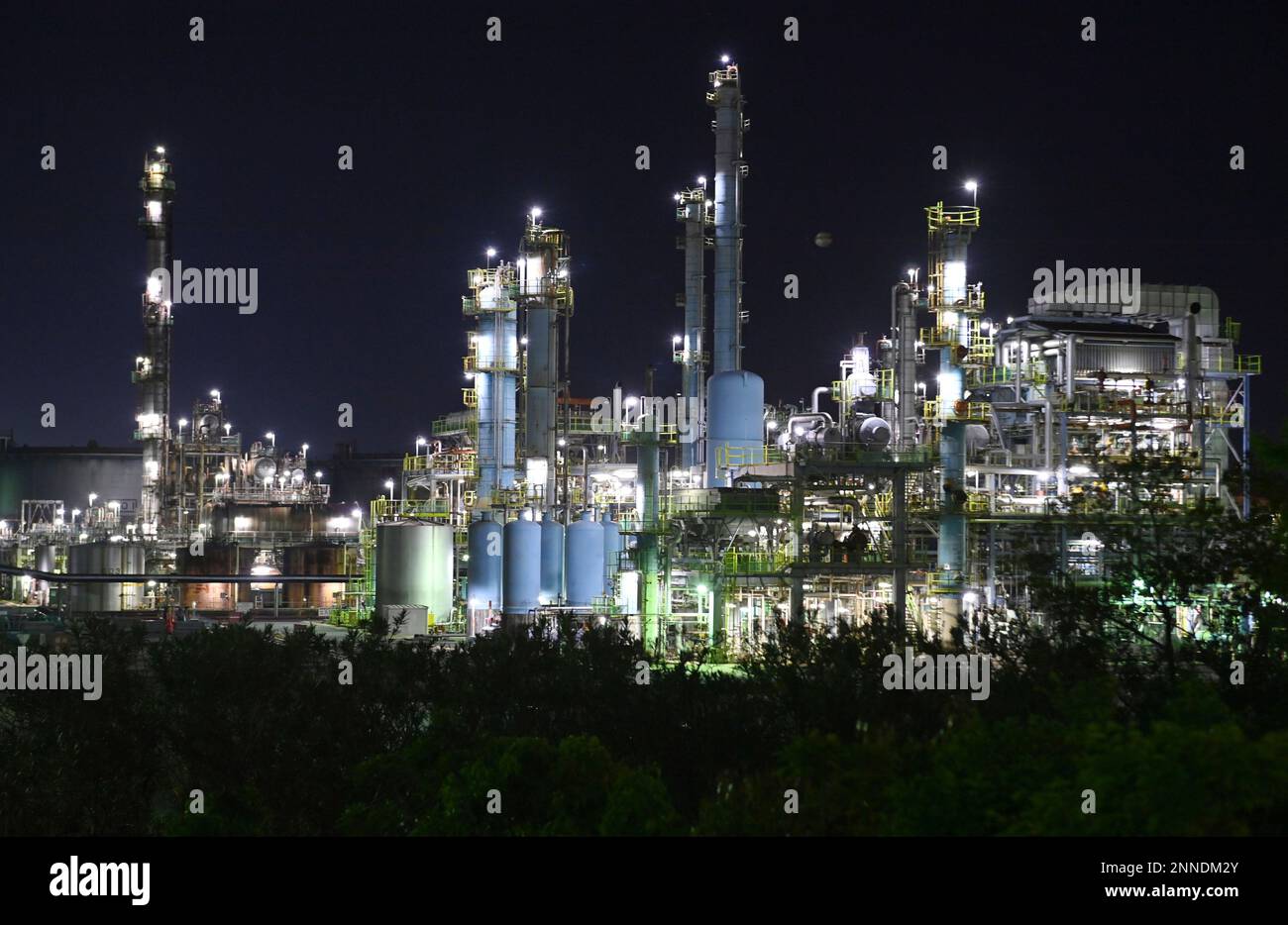 A picture shows the night view Sakai Senboku Industrial Zone in Sakai ...