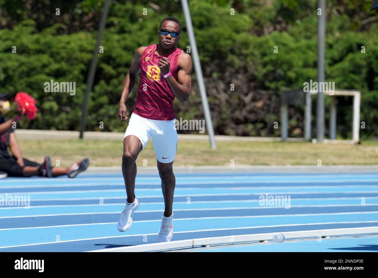 Isaiah Jewett of Southern California wins the 800m in a meet-record 1: ...