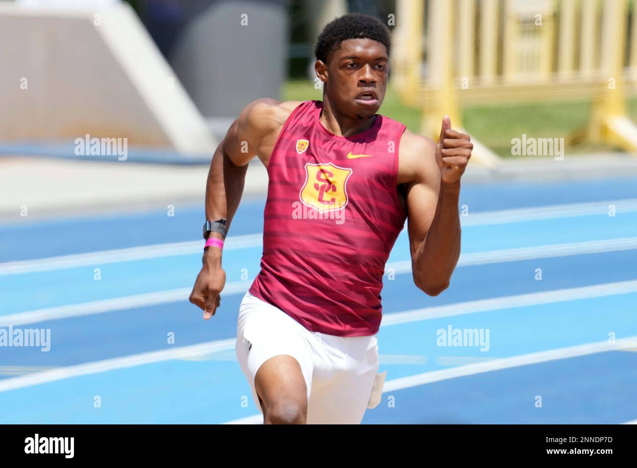 Brian Herron of Southern California wins the 400m in 46.38 during a ...