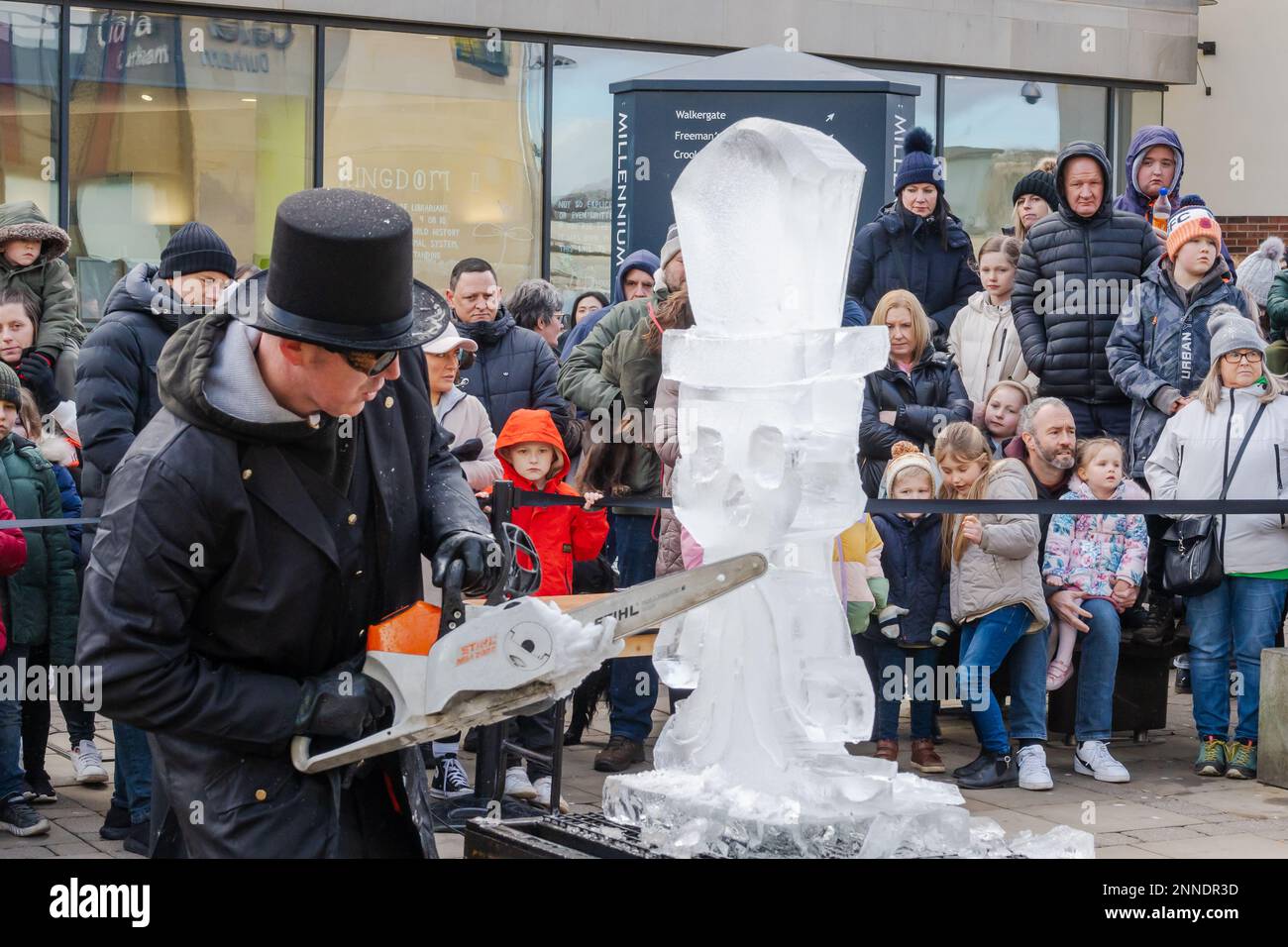 Durham, UK. February 25th 2023. Fire and Ice Festival in Durham, County ...