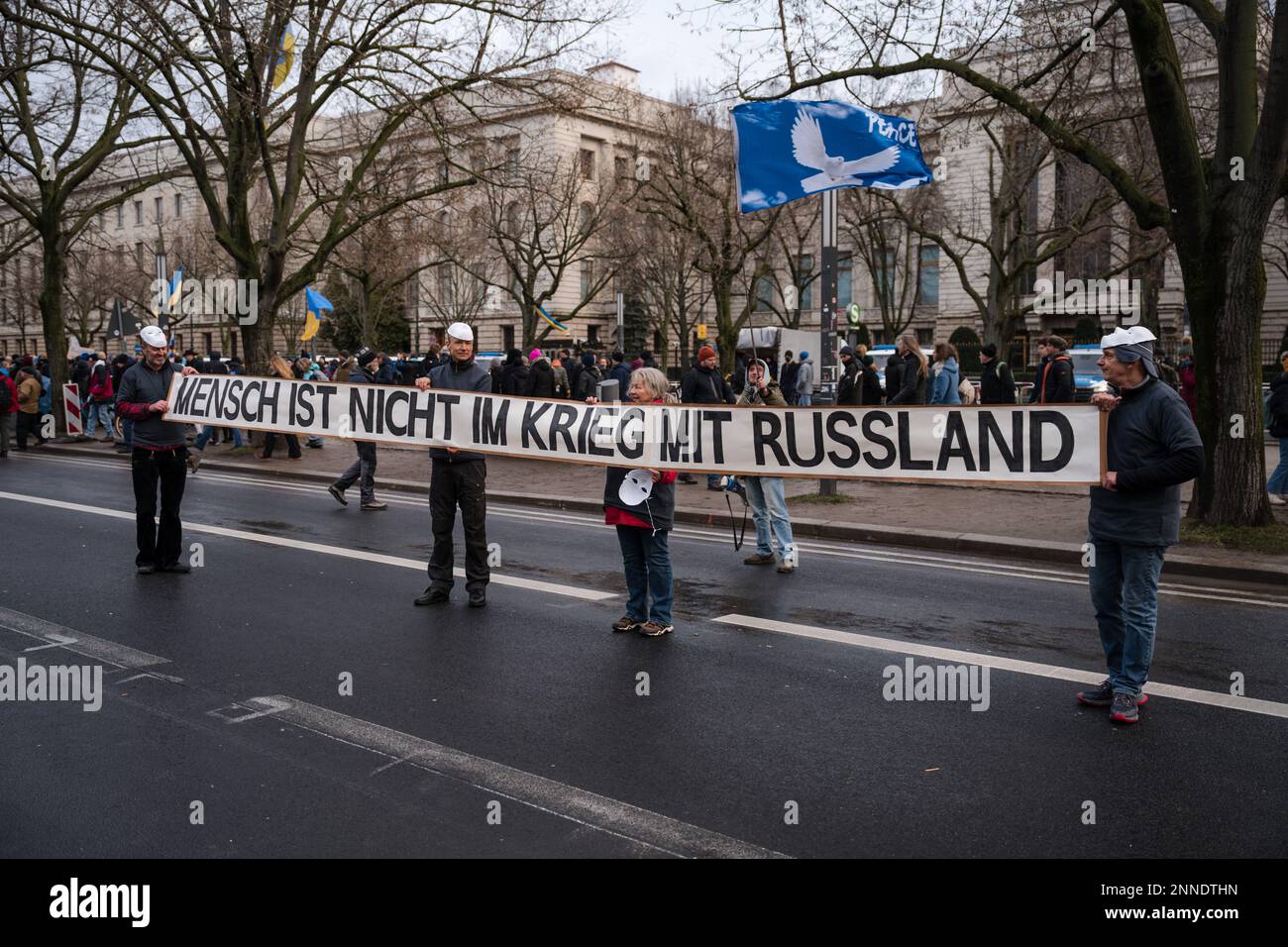 Several thousand people gathered at the Brandenburg Gate in Berlin on ...