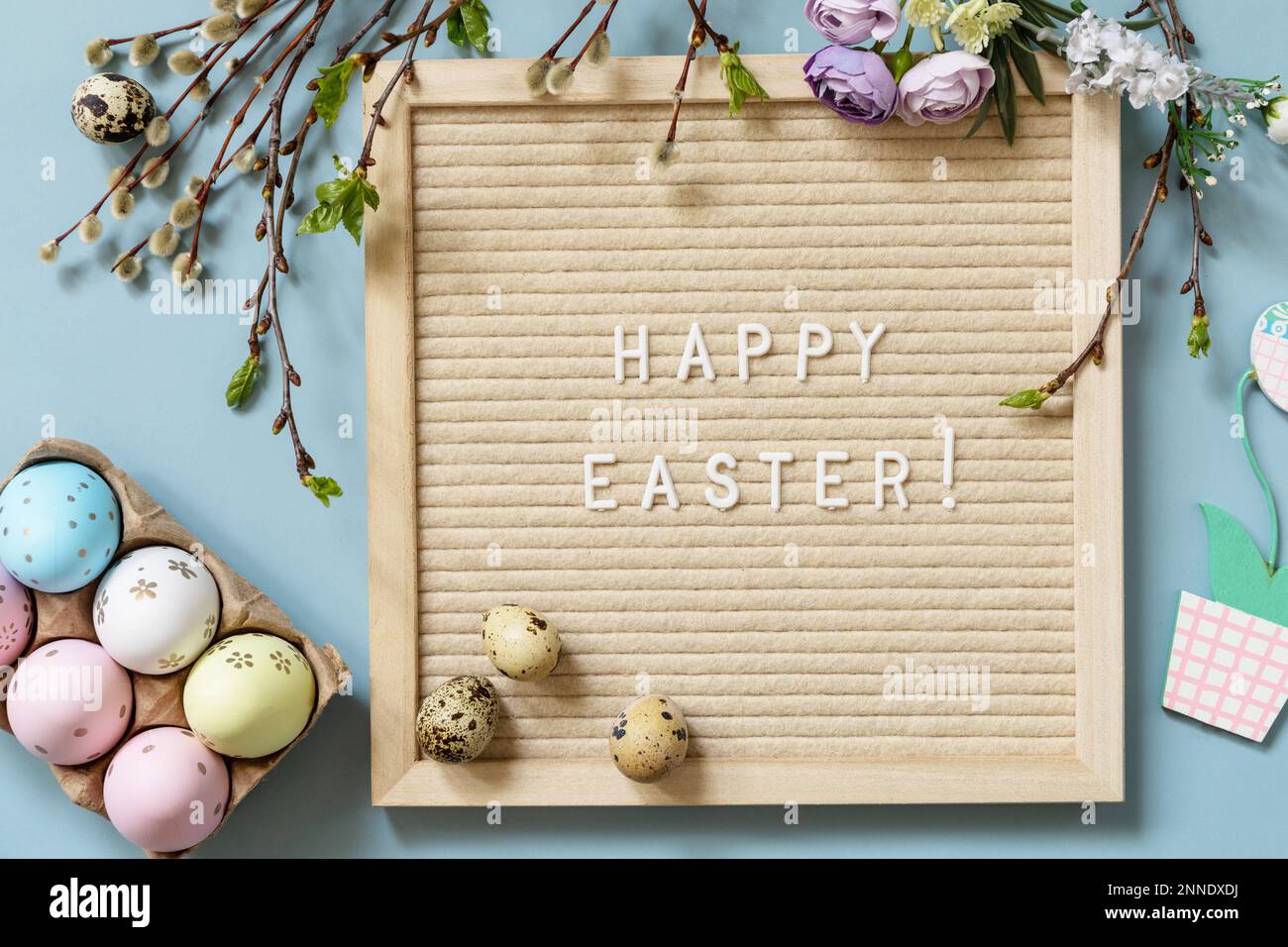 Springtime welcome concept. Letter Board Quote HAPPY EASTER in letter ...
